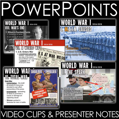 World War I Unit - PowerPoints, Worksheets, Lesson Plans+Test(WWI ...