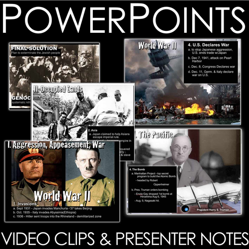 World War II Unit - PowerPoints, Worksheets, Lesson Plans+Test(WW2 ...