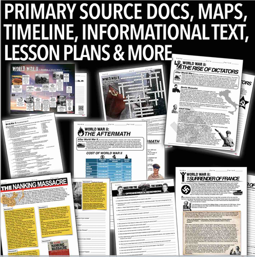 World War II Unit - PowerPoints, Worksheets, Lesson Plans+Test(WW2 ...