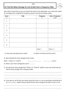 Mean Average Frequency Table Dice Activity Maths Mastery Questions ...