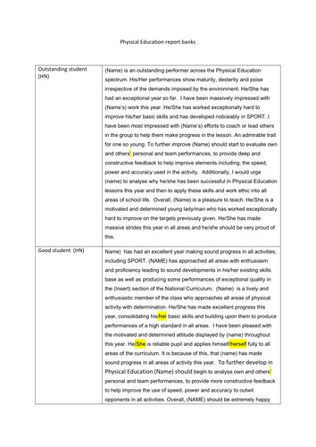 PE REPORTS | Teaching Resources