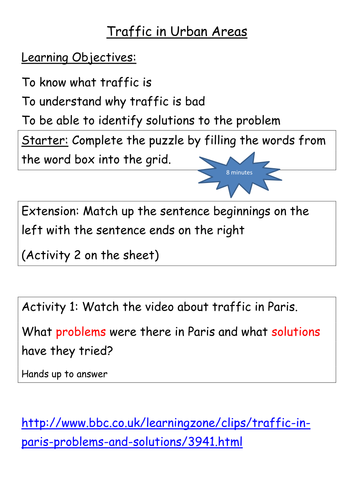 Urban Traffic | Teaching Resources