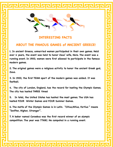 Famous Games of Ancient Greece(Possible Interactive Notebook Activity ...