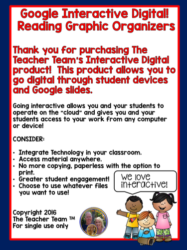 Google Classroom Reading Graphic Organizers for Google Drive | Teaching ...