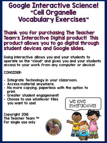 Google Drive Biology -Cell Organelle Vocabulary for Google Classroom ...