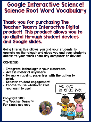 Google Drive Biology- Science Root Word Vocabulary for Google Classroom ...