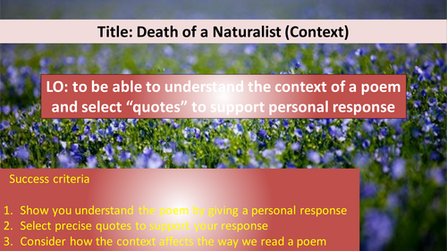 DEATH OF A NATURALIST (Context, Structure, Analysis) by Anamaria ...
