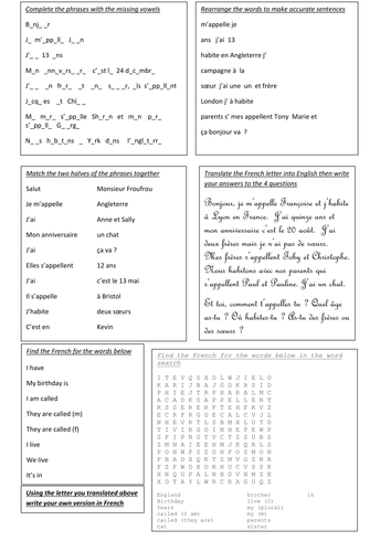 Home learning, Independent French revision/work-pack | Teaching Resources