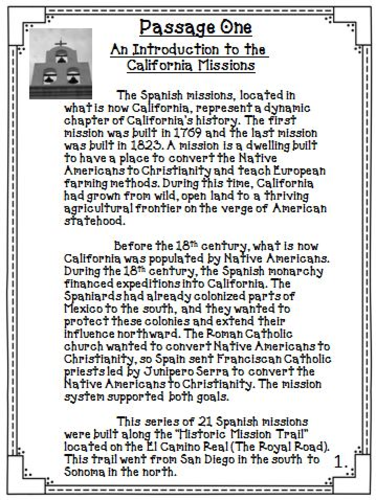 California Mission Close Reading Unit | Teaching Resources