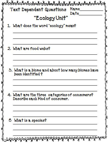 Ecology Close Reading Unit | Teaching Resources