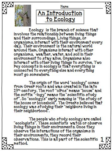 Ecology Close Reading Unit | Teaching Resources