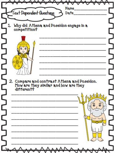 Greek Mythology Athena and Poseidon Close Reading Packet | Teaching ...