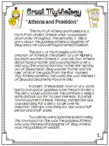 Greek Mythology Athena and Poseidon Close Reading Packet | Teaching ...