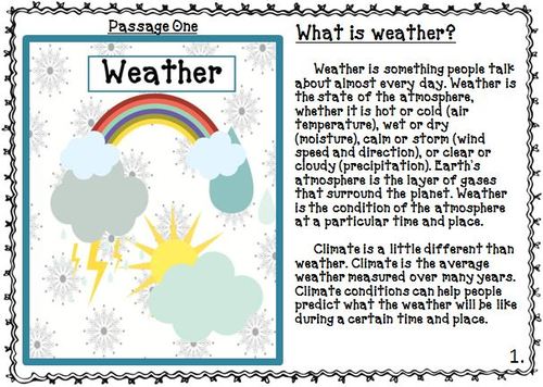 Weather Close Reading Unit Bundle | Teaching Resources