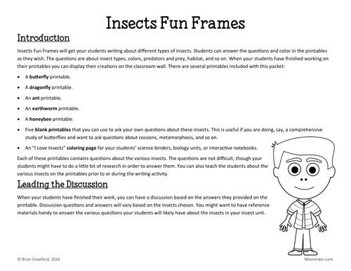 Insects Fun Frames Writing Activity | Teaching Resources
