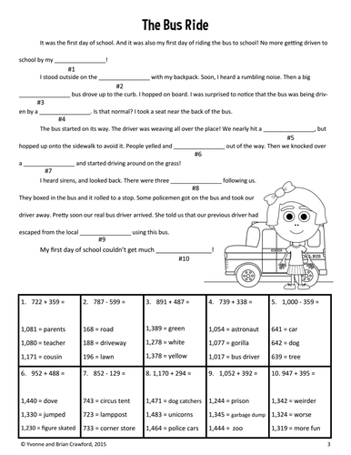 Back to School Math Stories - Fourth Grade | Teaching Resources