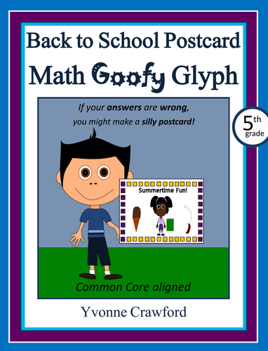 Back to School Postcard Math Goofy Glyph (5th grade Common Core ...