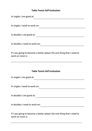 Table Tennis Unit of Work resources and worksheets by keano666 ...
