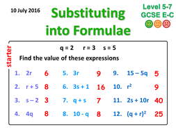 Substituting into Formulae | Teaching Resources