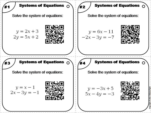 Systems of Equations Task Cards | Teaching Resources