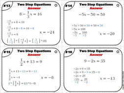 Two Step Equations Task Cards | Teaching Resources
