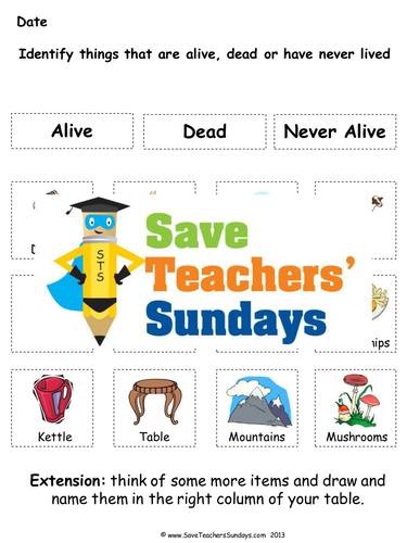 Living Dead and Never Alive KS1 Lesson Plan and Worksheet | Teaching ...