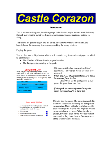 Great Interactive Narrative Quest Game | Teaching Resources
