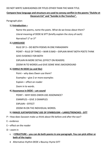 World War One Conflict Poetry - Owen and Sassoon Mini Unit KS3 KS4 ...