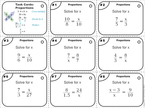 Proportions Task Cards | Teaching Resources