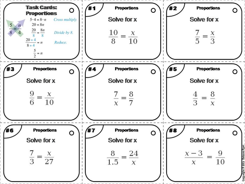 Proportions Task Cards Teaching Resources