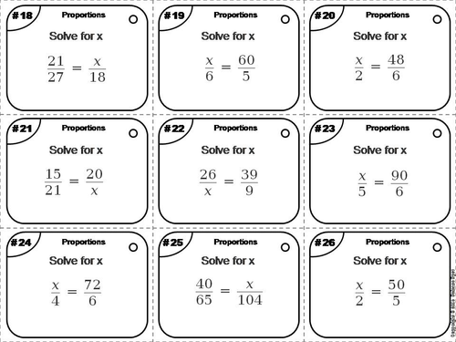Proportions Task Cards | Teaching Resources