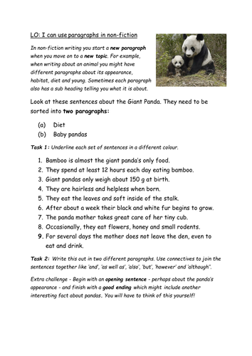 Paragraphs 1 Non-Fiction by Jazel - Teaching Resources - TES