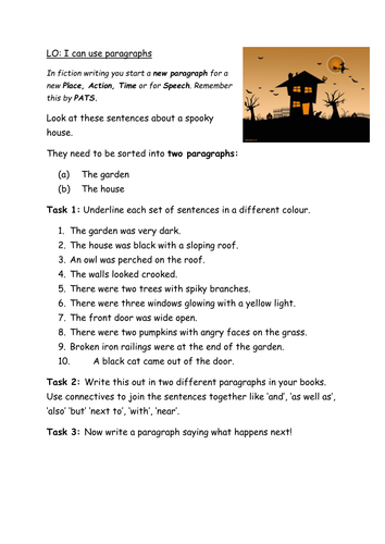 Paragraphs 2 fiction / story writing | Teaching Resources
