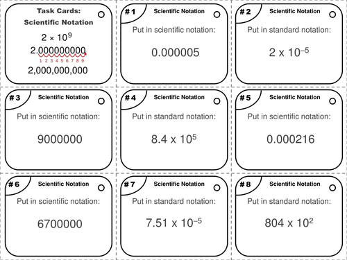 Scientific Notation Task Cards | Teaching Resources