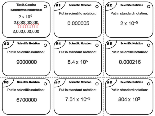 Scientific Notation Task Cards | Teaching Resources