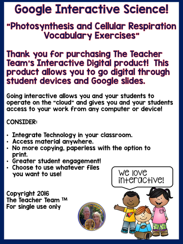 Google Drive Biology Photosynthesis - Cellular Respiration Vocabulary ...