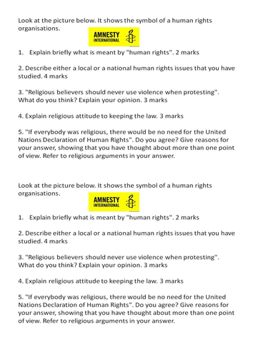HUMAN RIGHTS COMPLETE UNIT KS3 CITIZENSHIP RE | Teaching Resources