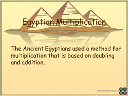 Egyptian Multiplication - multiplication using doubling and addition ...