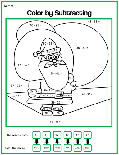 Christmas Color by Number (second grade) Color by Addition and ...