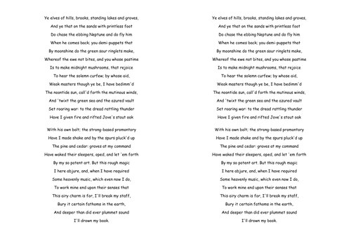 The Tempest - Prospero Act 5 Scene 1 | Teaching Resources