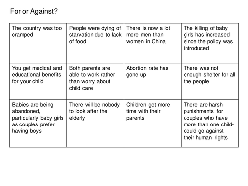 China - One Child Policy | Teaching Resources