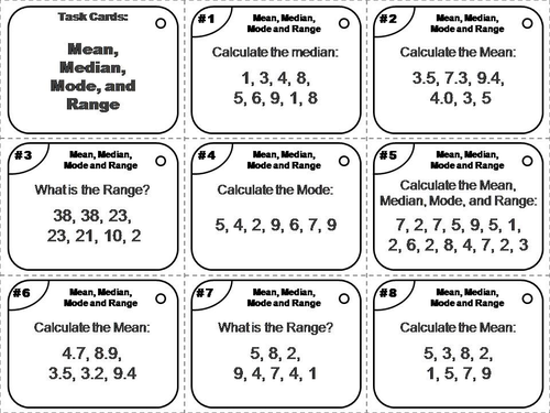 Mean, Median, Mode, and Range Task Cards | Teaching Resources Mean, Median, Mode, and Range Task Cards | Teaching Resources