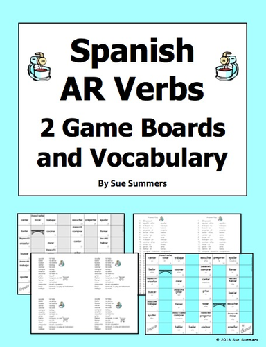 Spanish AR Verbs 2 Board Games and Vocabulary | Teaching Resources
