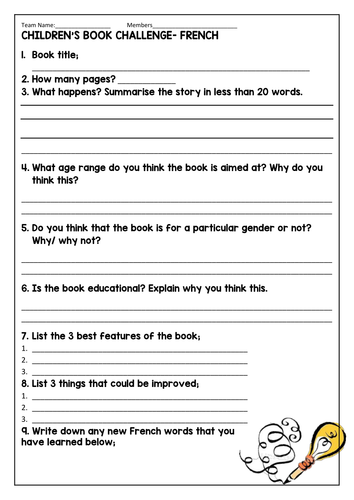 Create a French children's book project. | Teaching Resources