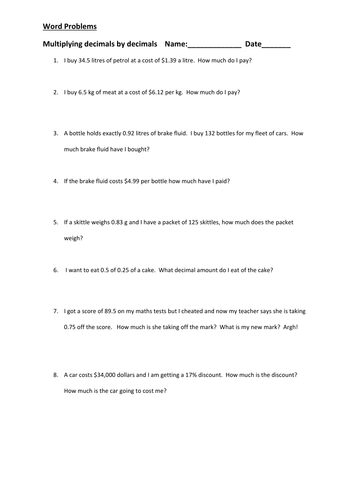 Maths word problems: fractions and decimals | Teaching Resources