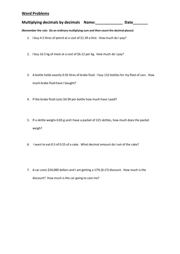 Maths word problems: fractions and decimals | Teaching Resources