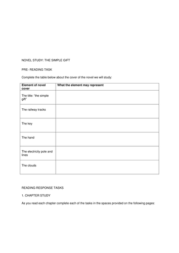 Worksheets:"The Simple Gift" | Teaching Resources