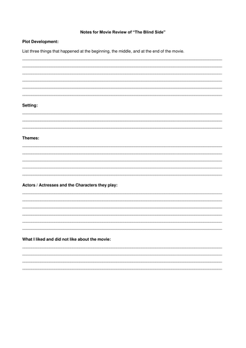 The Blind Side Movie review | Teaching Resources