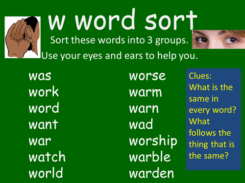 Word Sort Wa for Wo | Teaching Resources