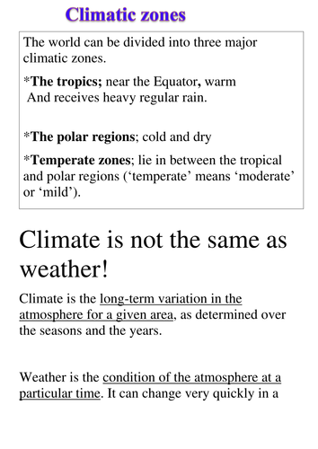 Notes and related activities and worksheet climate | Teaching Resources